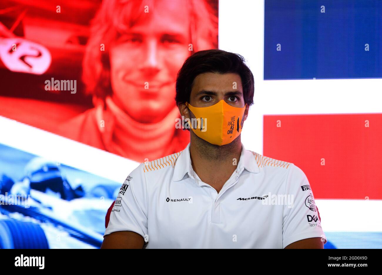 Carlos Sainz Jr (ESP) McLaren in the FIA Press Conference. British ...