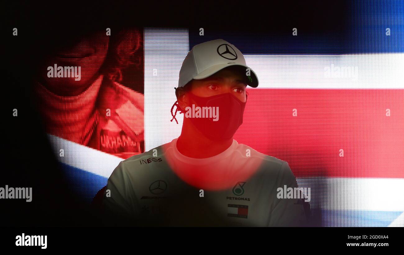 Lewis Hamilton (GBR) Mercedes AMG F1 in the FIA Press Conference ...