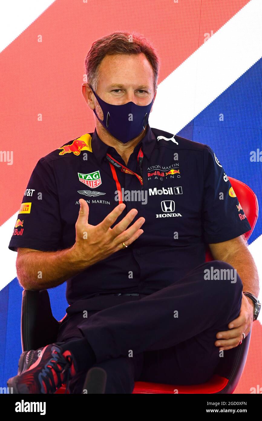 Christian Horner (GBR) Red Bull Racing Team Principal in the FIA Press Conference. British Grand ...