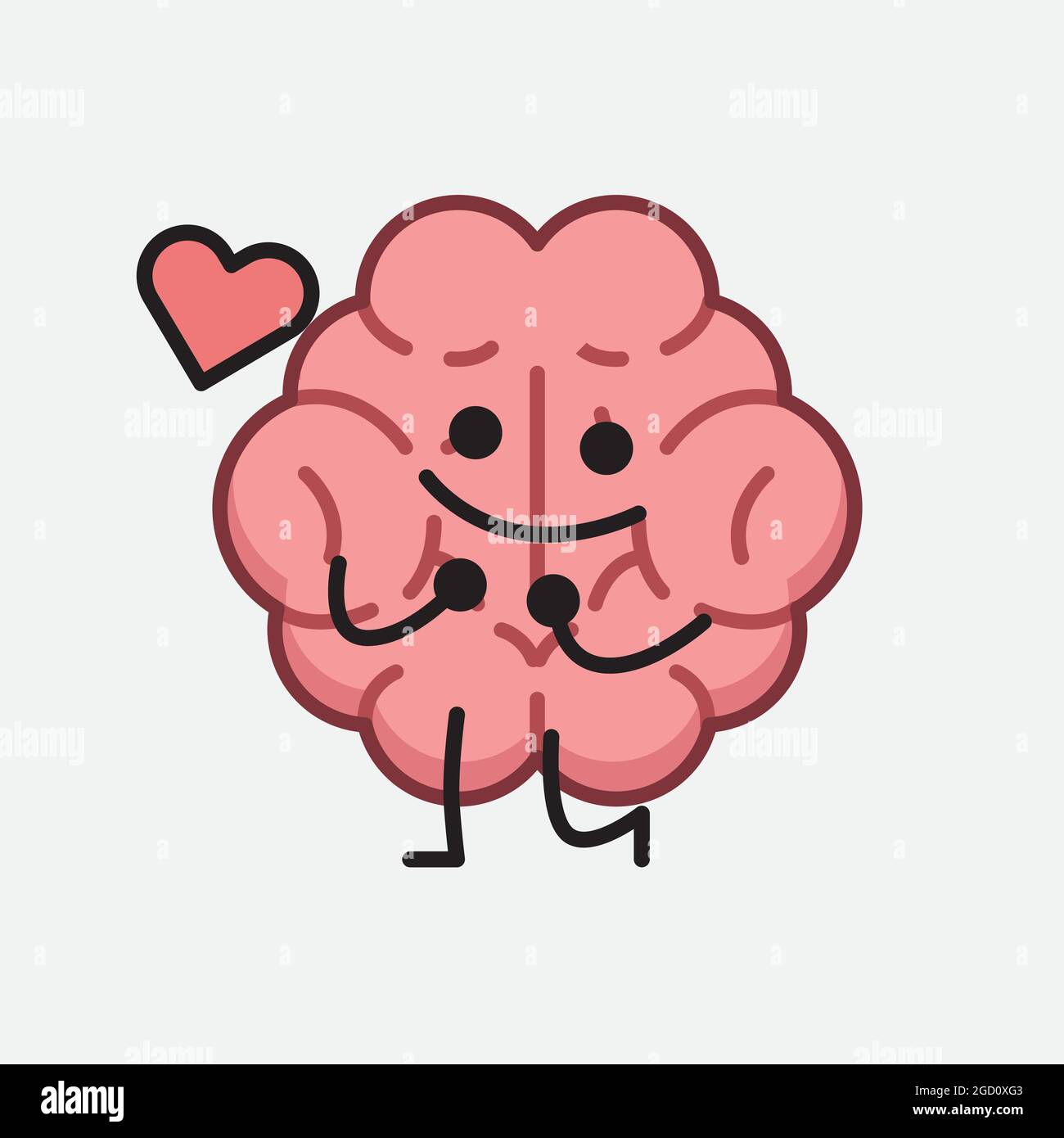 Vector Illustration of Brain Character with cute face and simple body ...