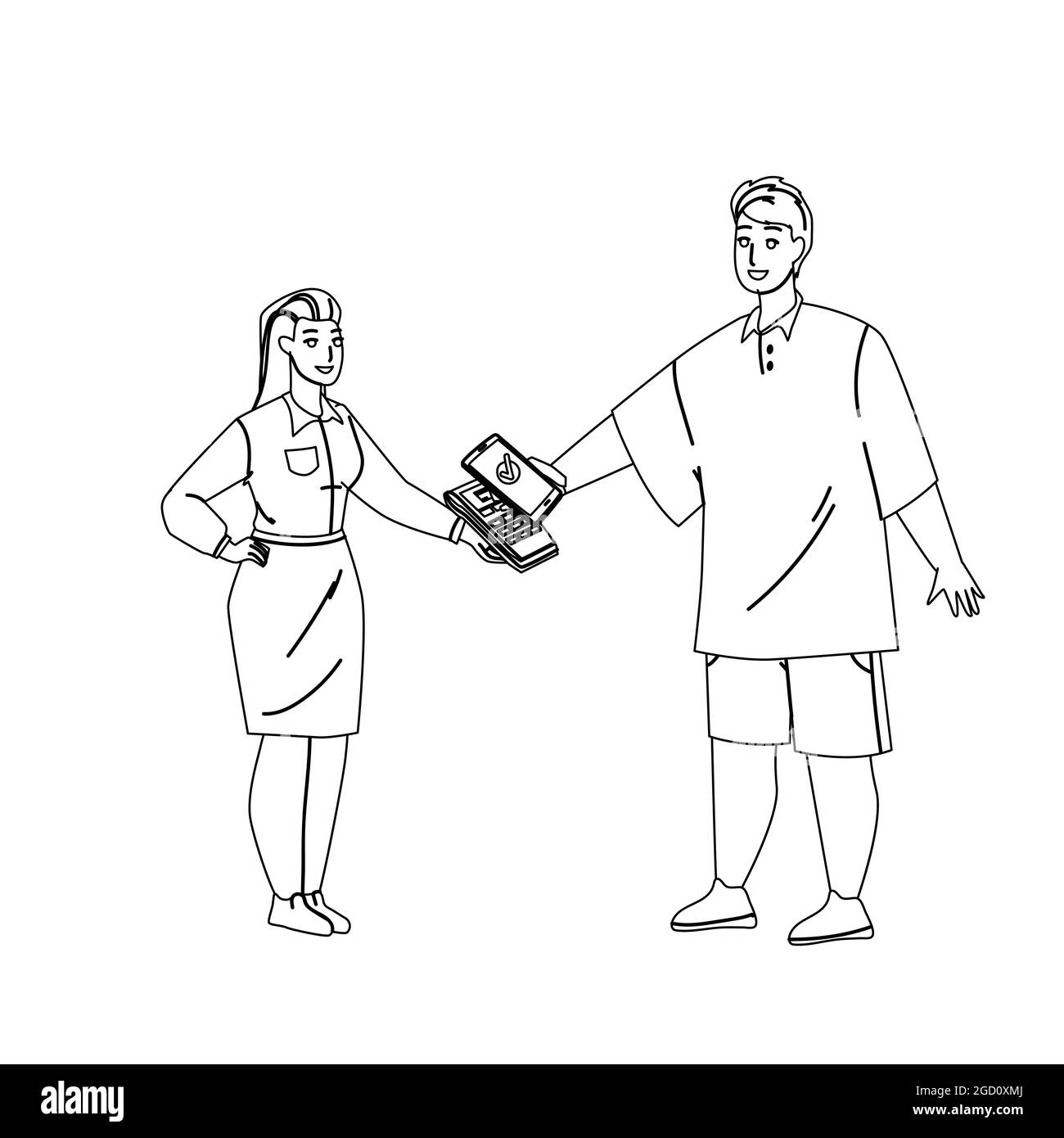 Mobile Payment Making Customer In Store Vector Stock Vector Image & Art ...