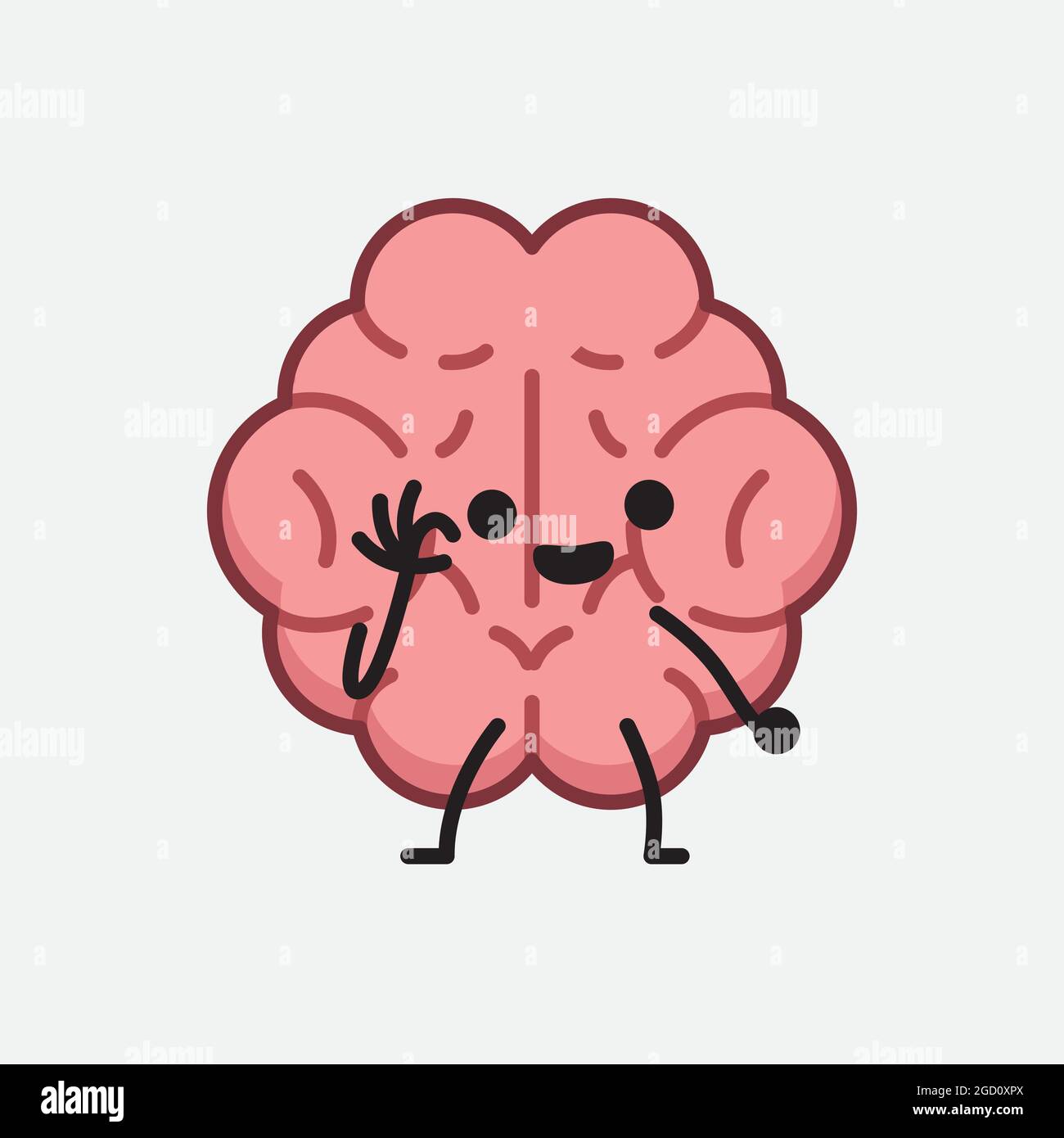 Vector Illustration of Brain Character with cute face and simple body ...