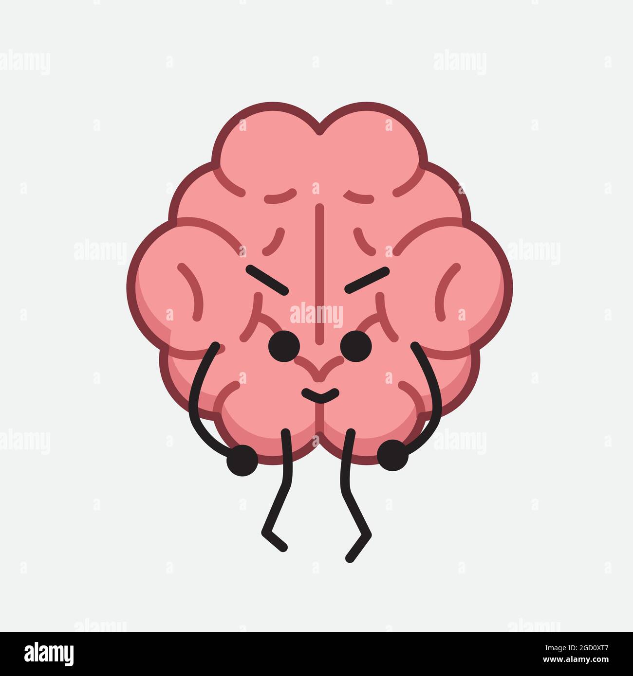 Vector Illustration of Brain Character with cute face and simple body ...