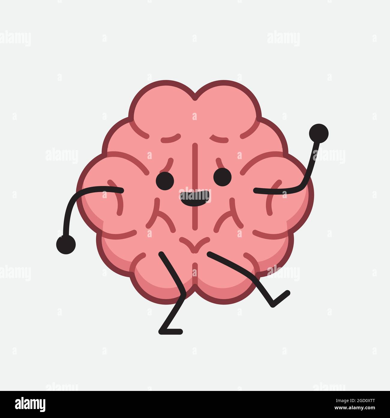 Vector Illustration of Brain Character with cute face and simple body ...