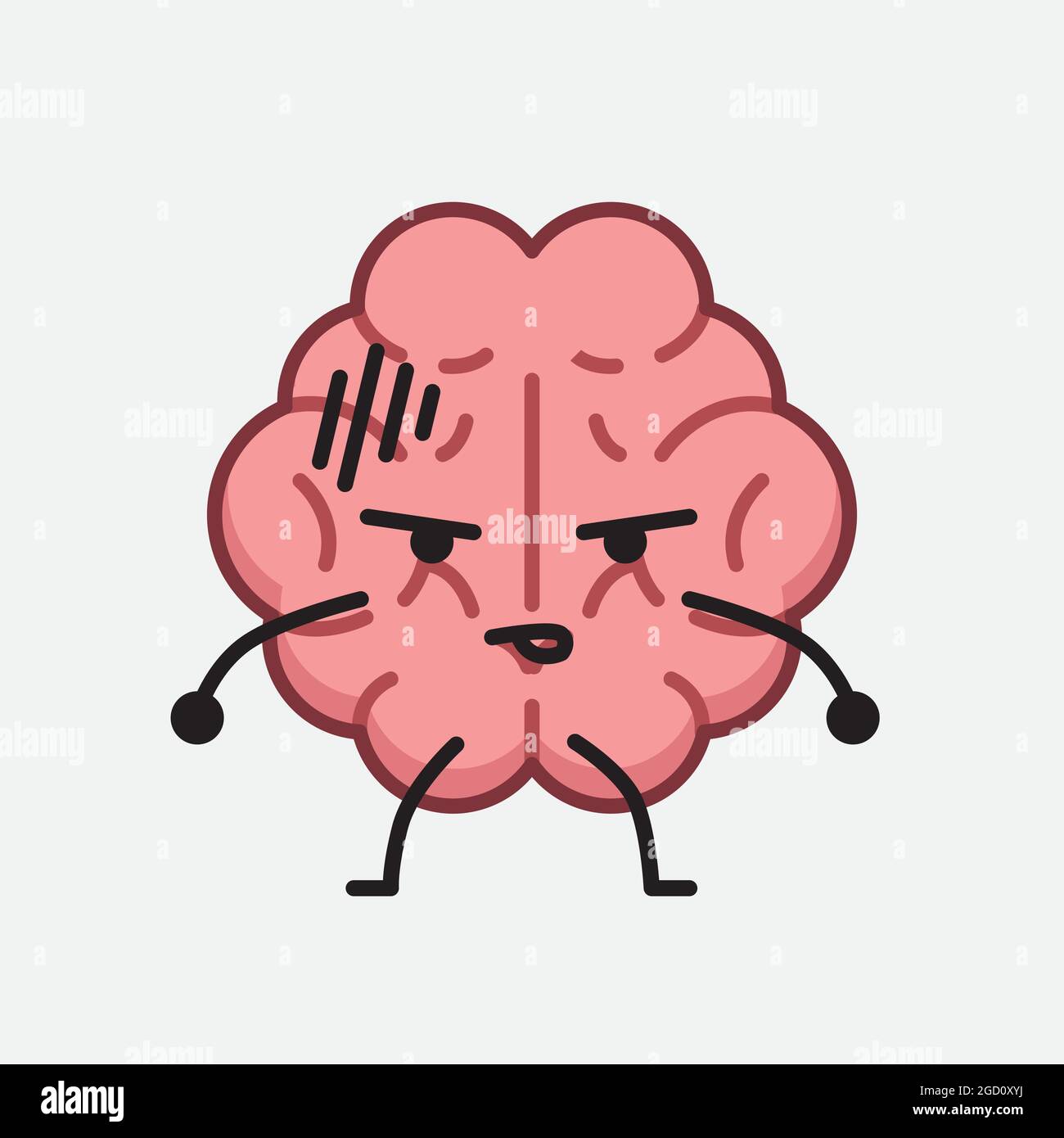 Vector Illustration of Brain Character with cute face and simple body ...