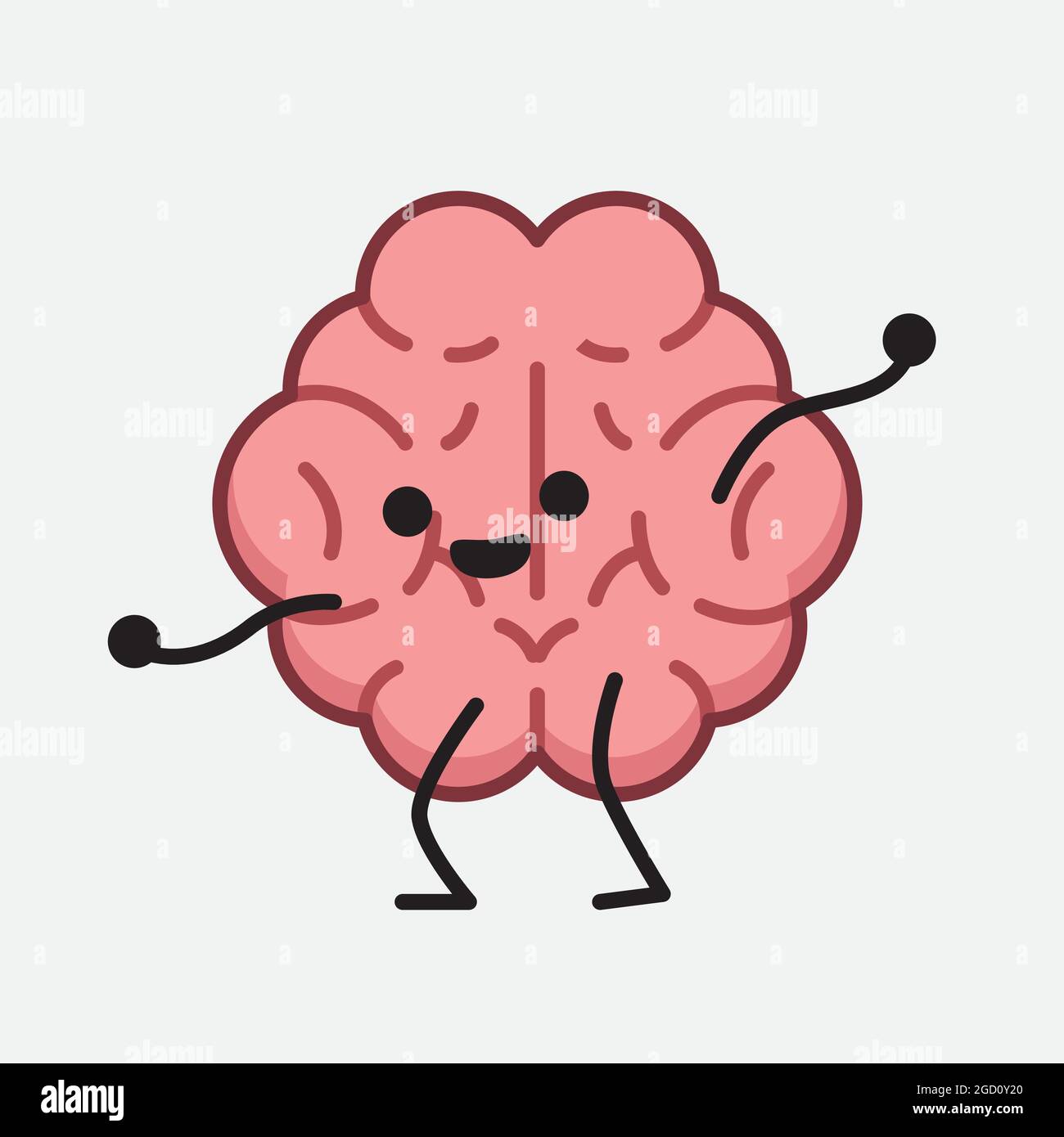 Vector Illustration of Brain Character with cute face and simple body ...