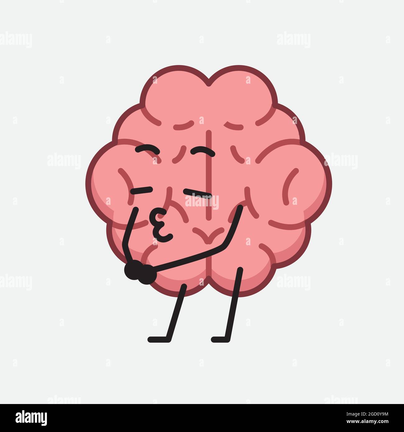 Vector Illustration of Brain Character with cute face and simple body ...