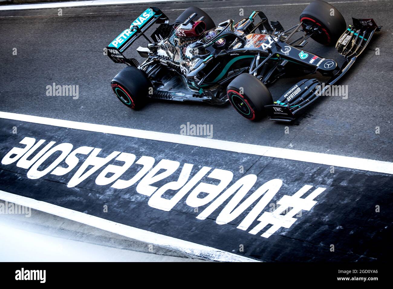 Lewis Hamilton (GBR) Mercedes AMG F1 W11. 70th Anniversary Grand Prix ...
