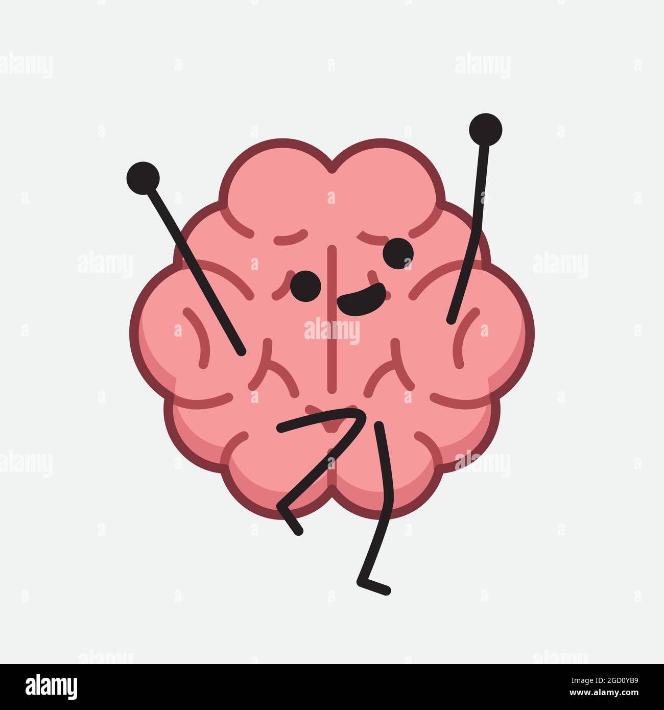 Vector Illustration of Brain Character with cute face and simple body ...
