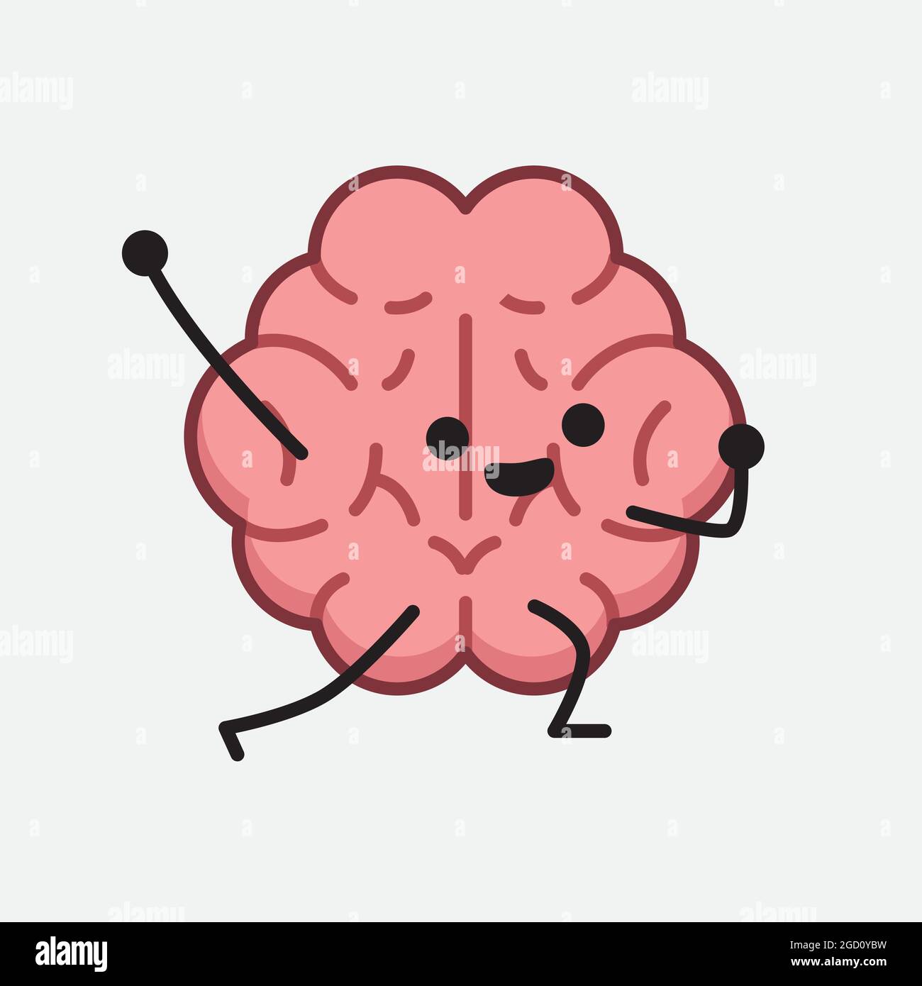 Vector Illustration of Brain Character with cute face and simple body ...