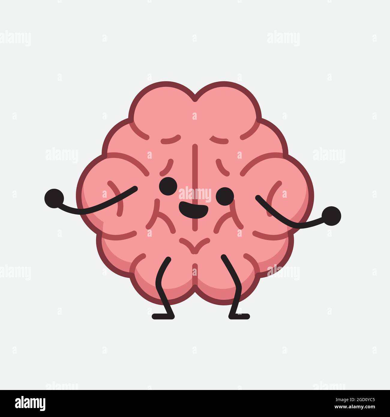 Vector Illustration of Brain Character with cute face and simple body ...