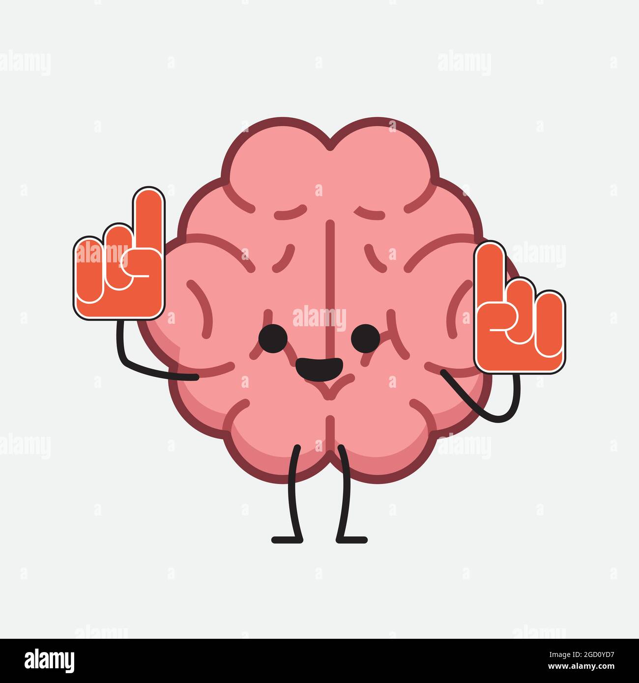 Vector Illustration of Brain Character with cute face and simple body ...