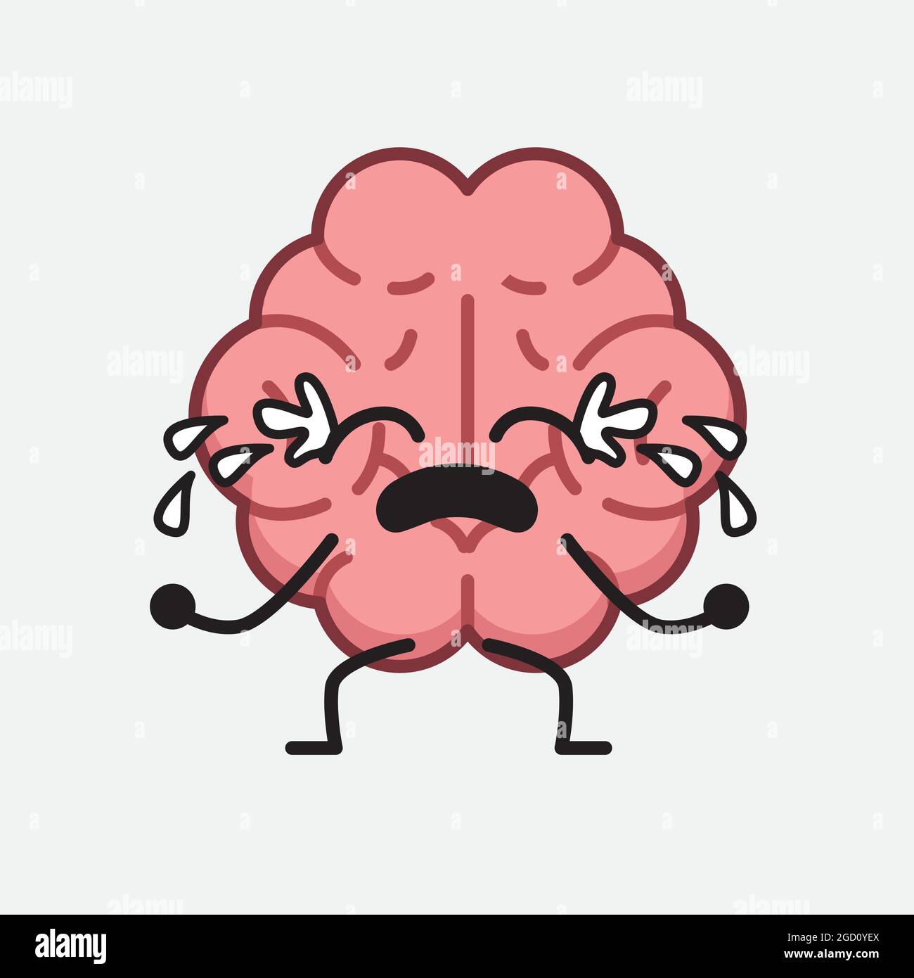 Vector Illustration of Brain Character with cute face and simple body ...