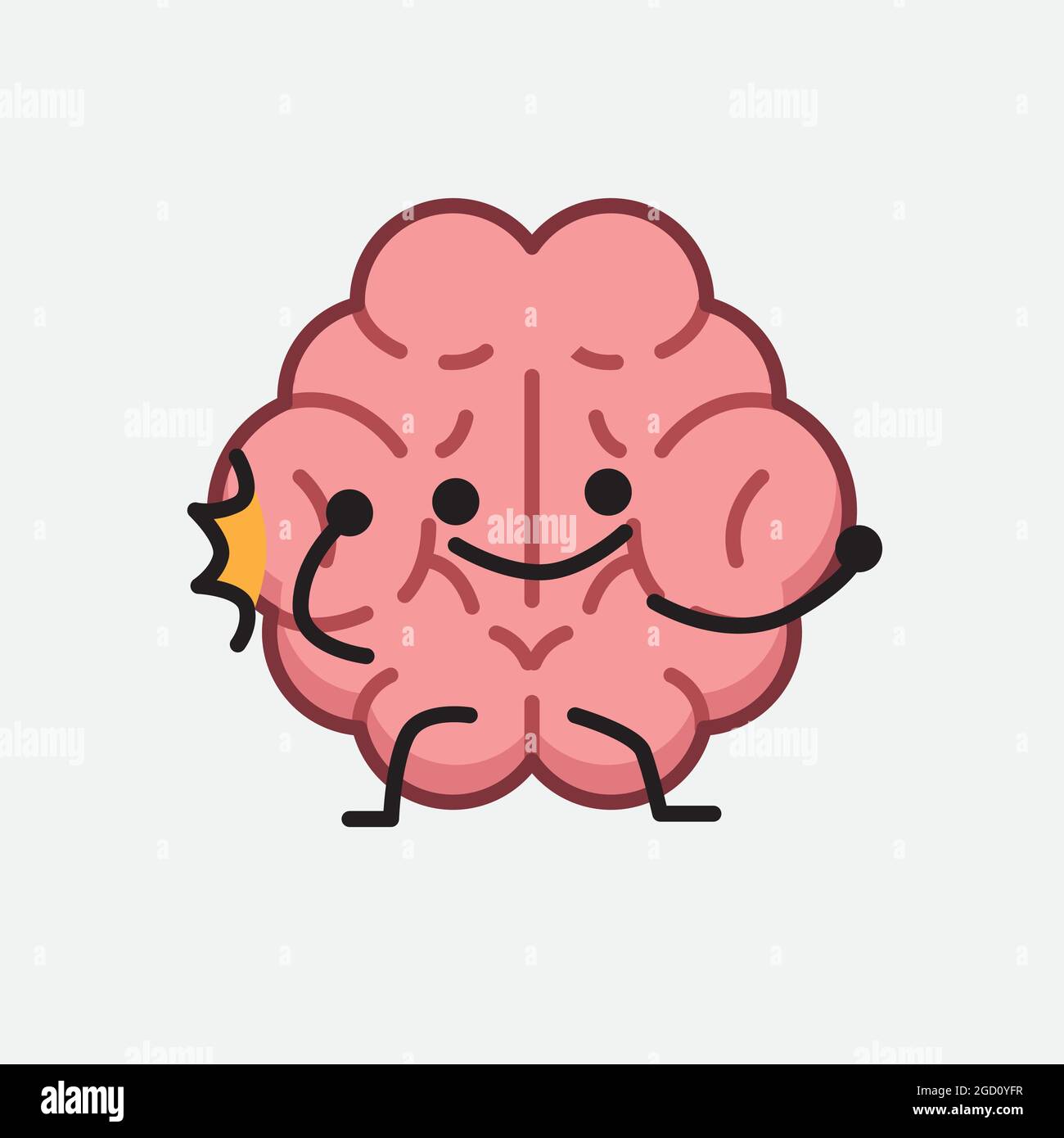 Vector Illustration of Brain Character with cute face and simple body ...