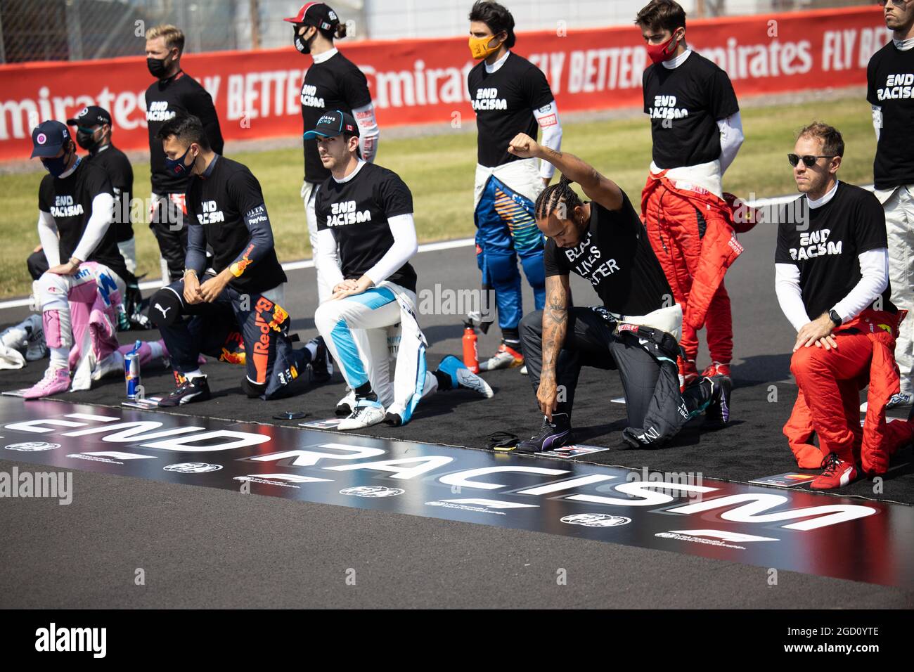 Drivers on the grid with their 'End Racism' pledge Lewis Hamilton (GBR ...