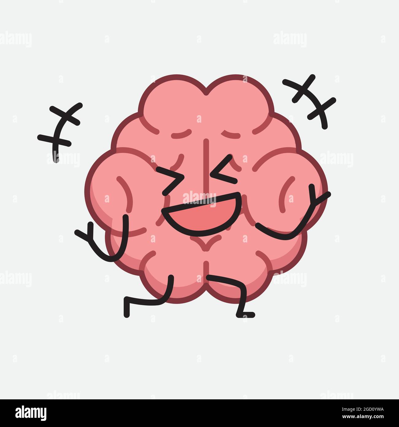 Vector Illustration of Brain Character with cute face and simple body ...