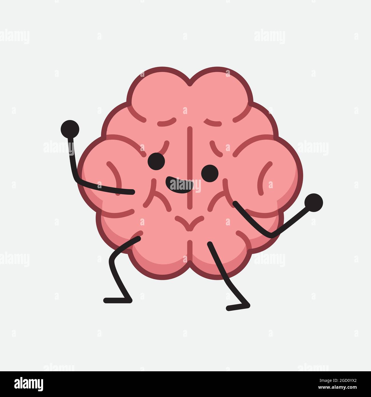 Vector Illustration of Brain Character with cute face and simple body ...
