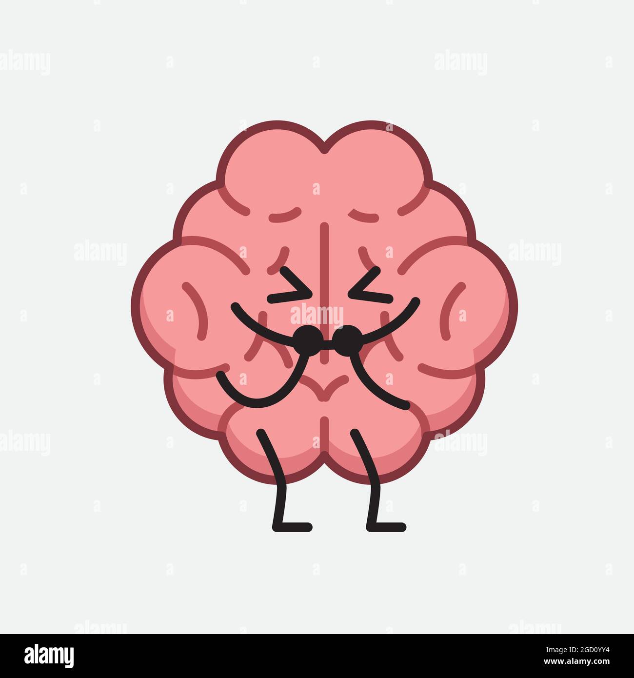 Vector Illustration of Brain Character with cute face and simple body ...