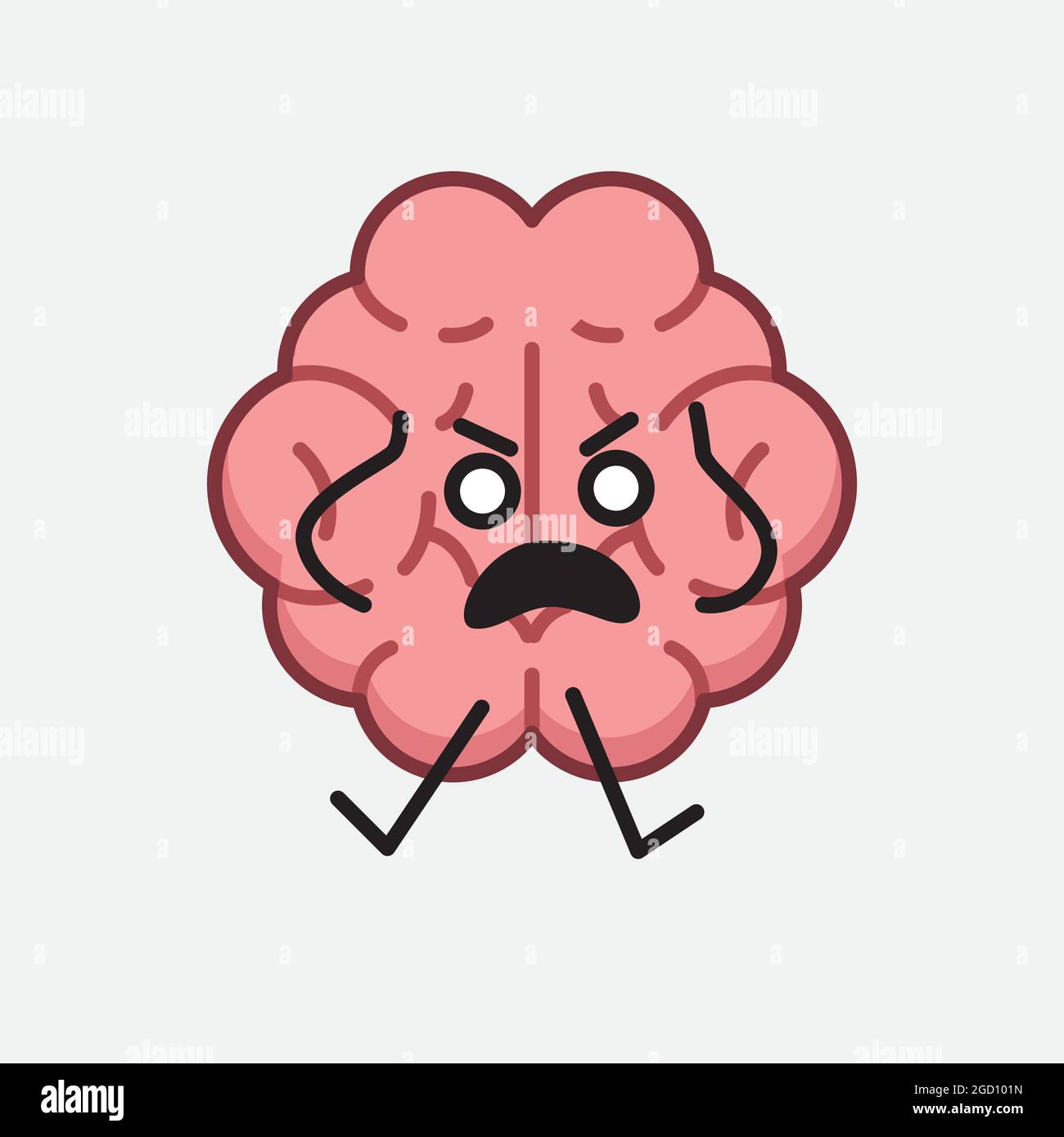 Vector Illustration of Brain Character with cute face and simple body ...