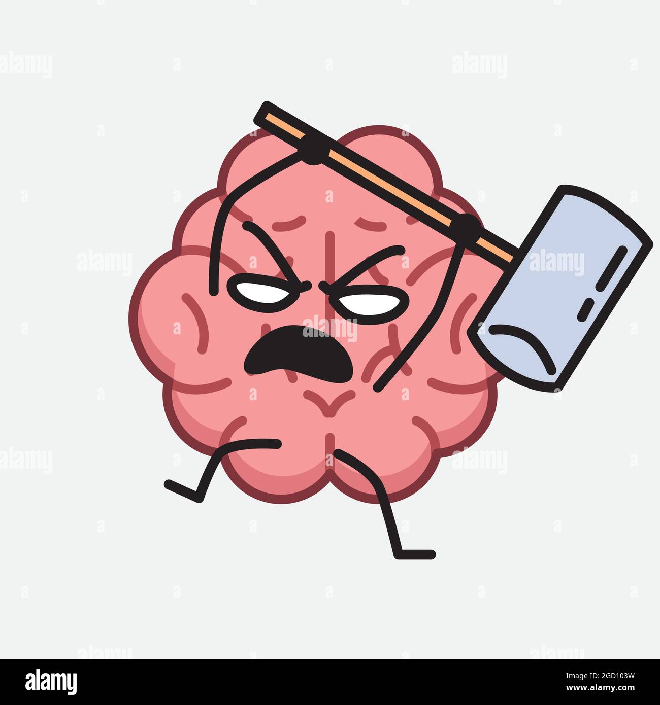 Vector Illustration of Brain Character with cute face and simple body ...