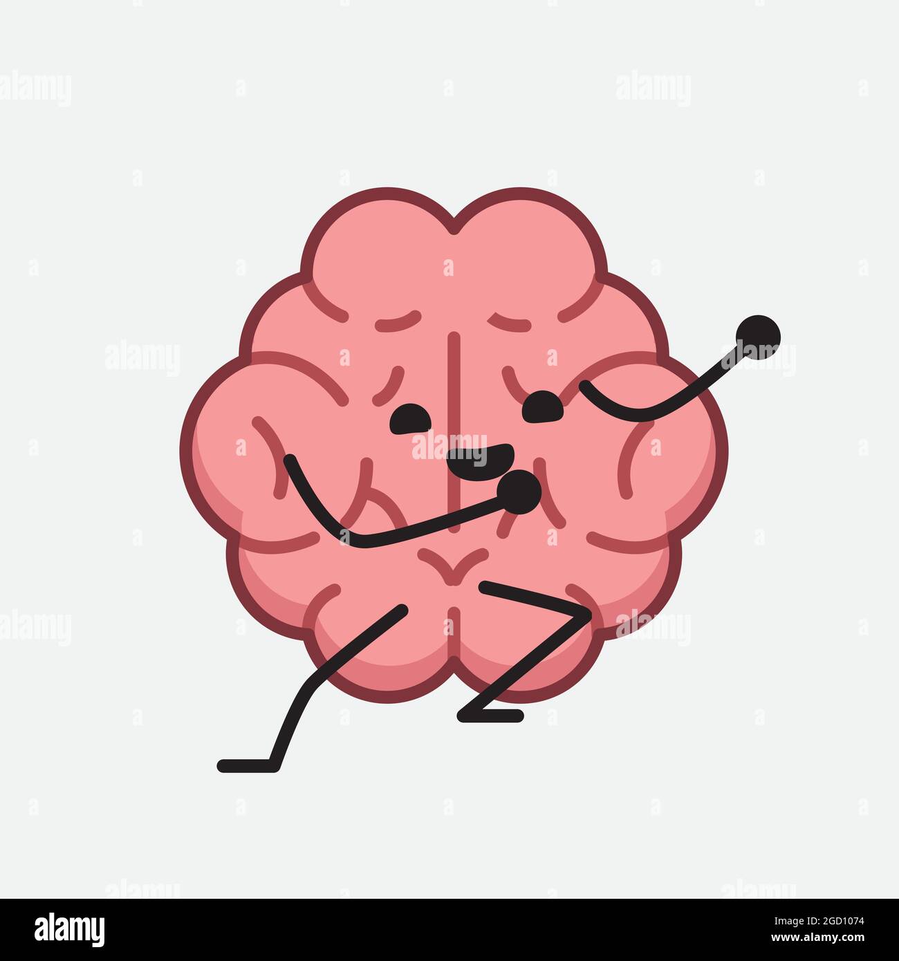 Vector Illustration of Brain Character with cute face and simple body ...