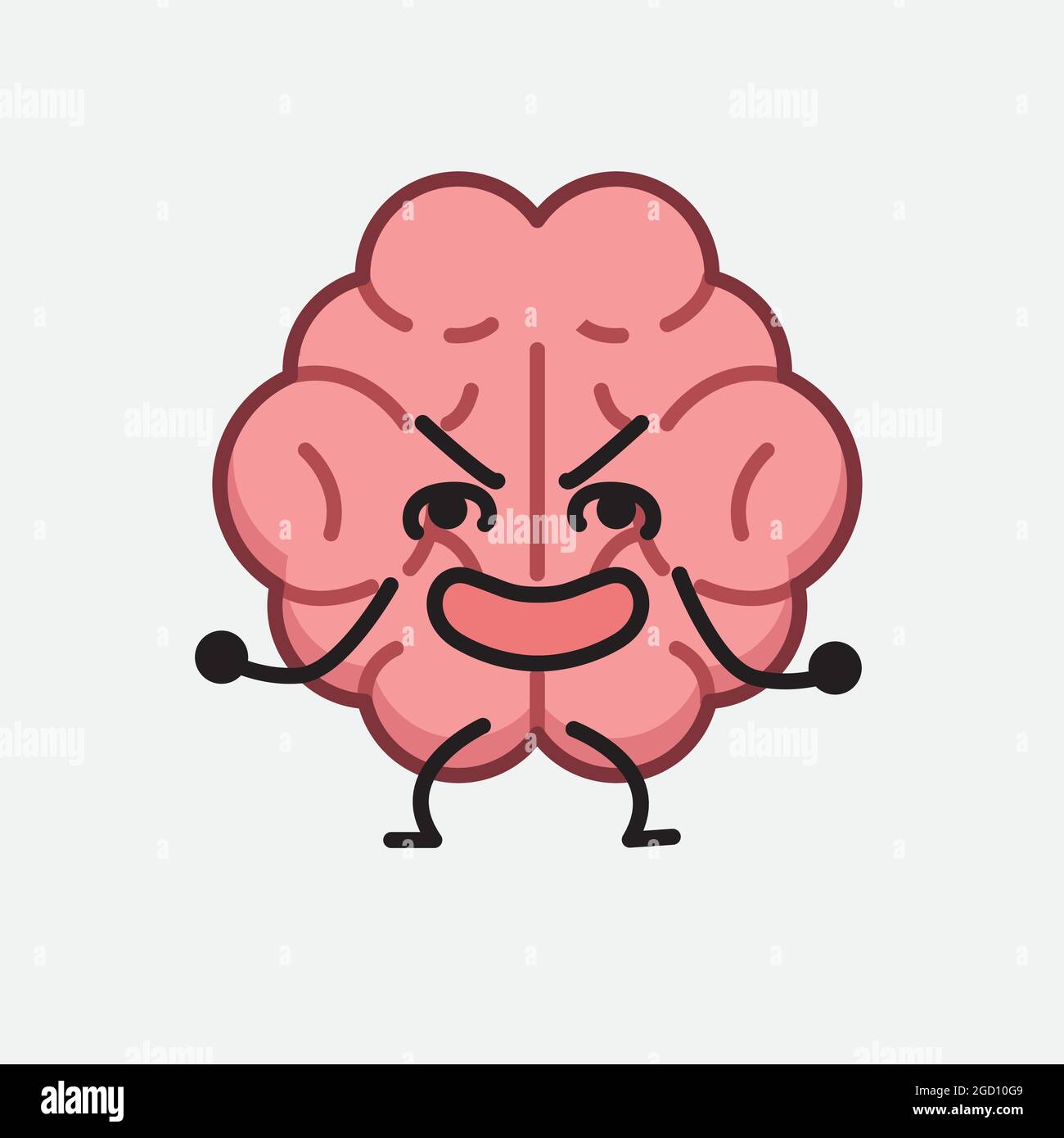 Vector Illustration of Brain Character with cute face and simple body ...