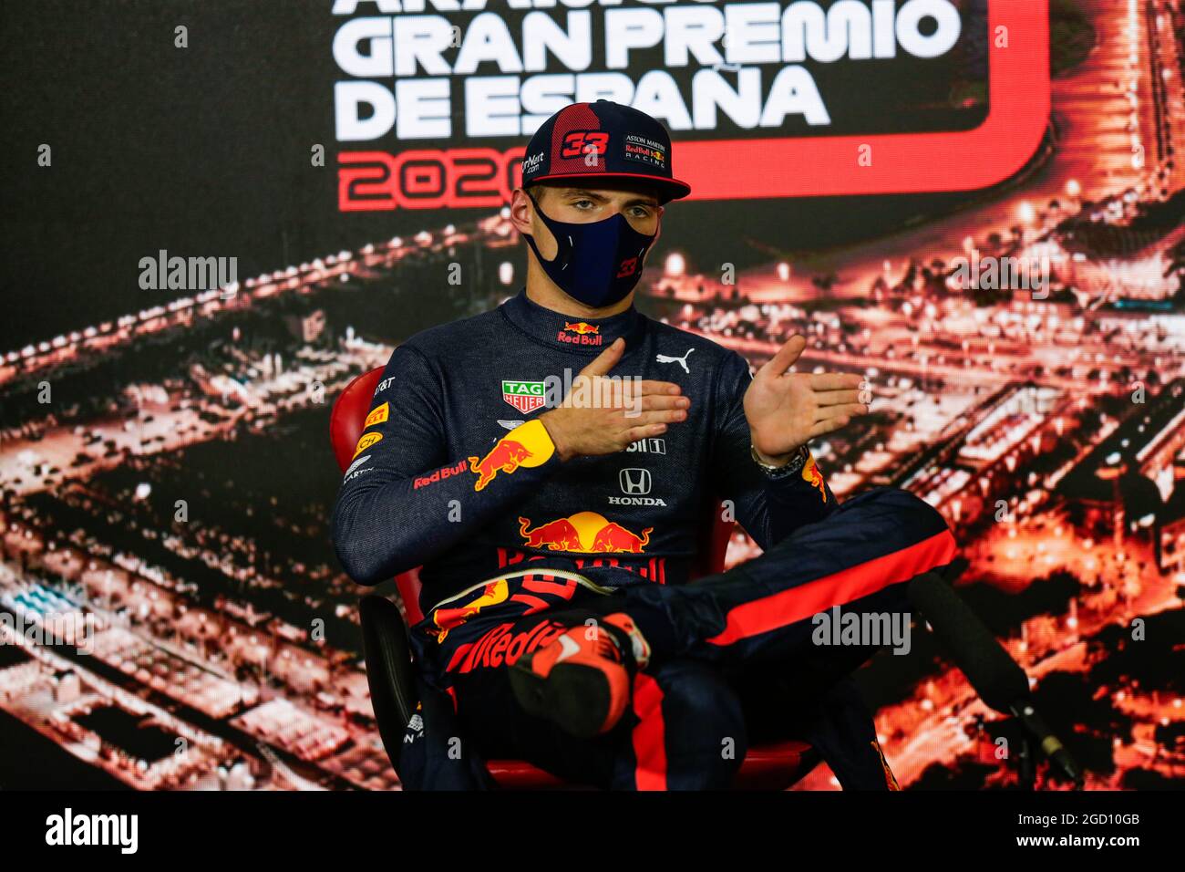 Max Verstappen (NLD) Red Bull Racing in the post race FIA Press ...