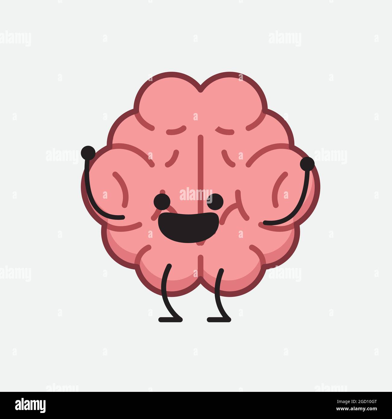 Vector Illustration of Brain Character with cute face and simple body ...