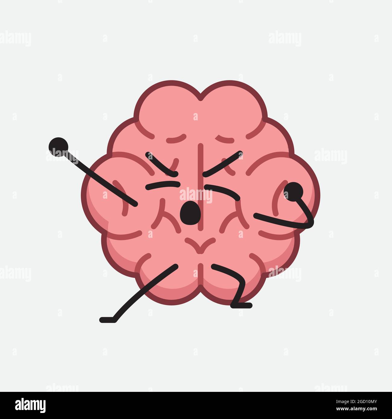 Vector Illustration of Brain Character with cute face and simple body ...