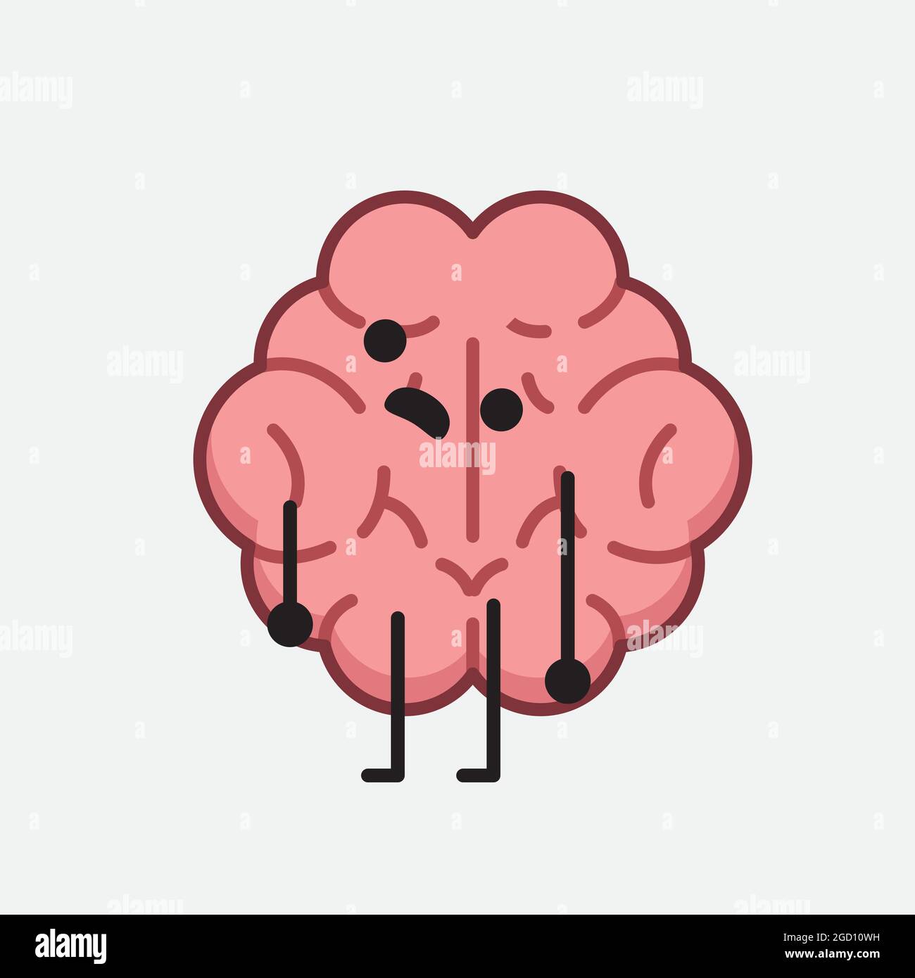 Vector Illustration of Brain Character with cute face and simple body ...