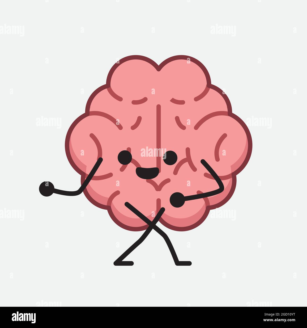 Vector Illustration of Brain Character with cute face and simple body ...