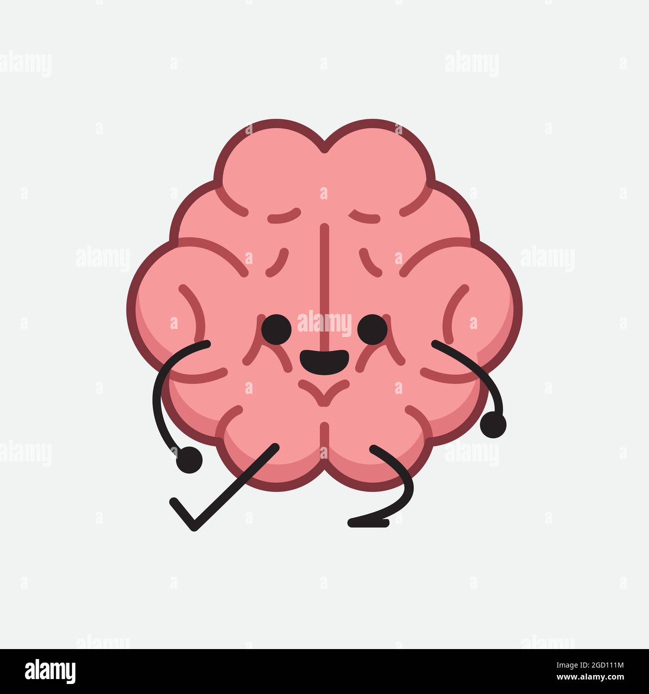 Vector Illustration of Brain Character with cute face and simple body ...