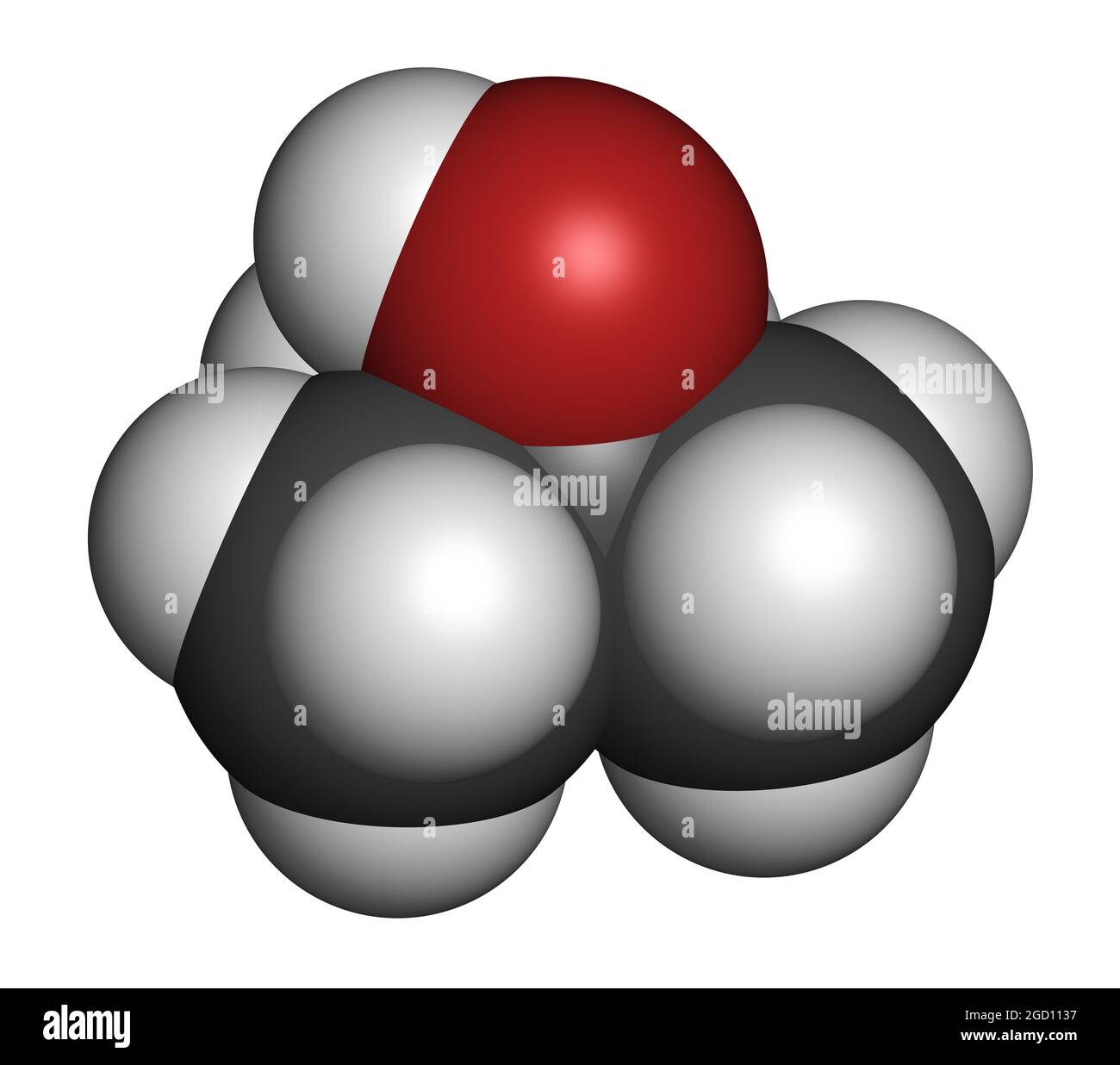 tert-butyl alcohol (tert-butanol) solvent molecule. 3D rendering Stock ...