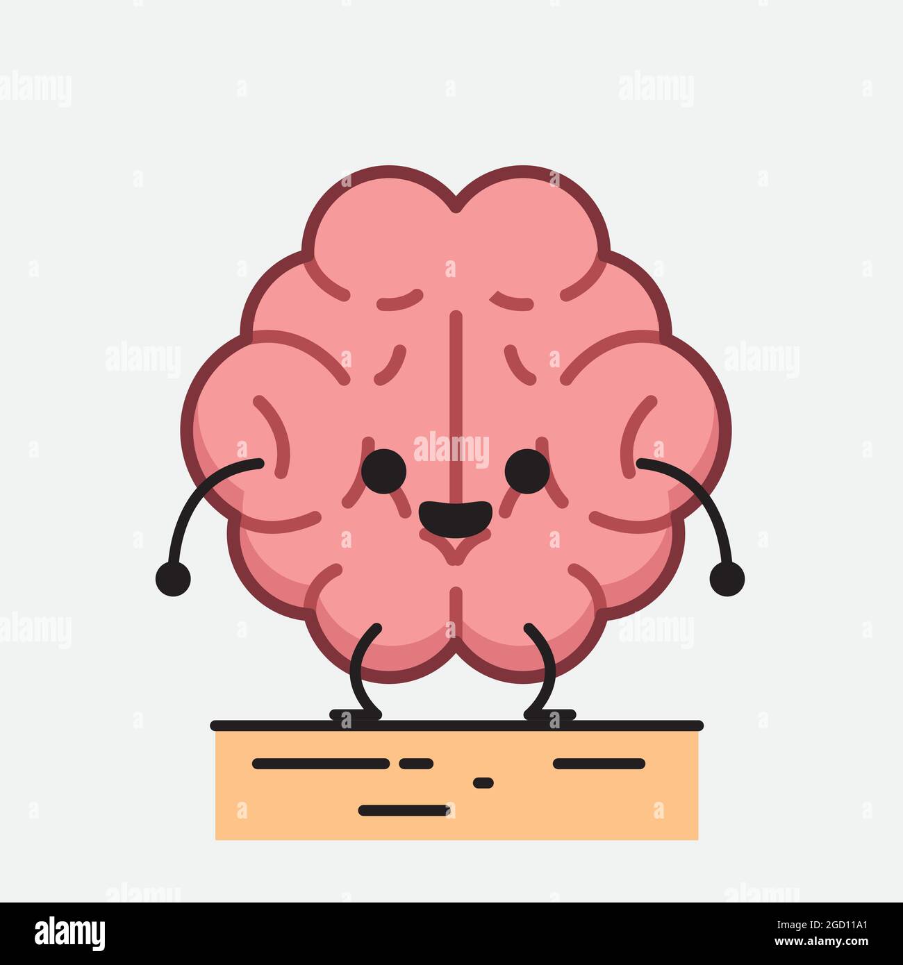 Vector Illustration of Brain Character with cute face and simple body ...