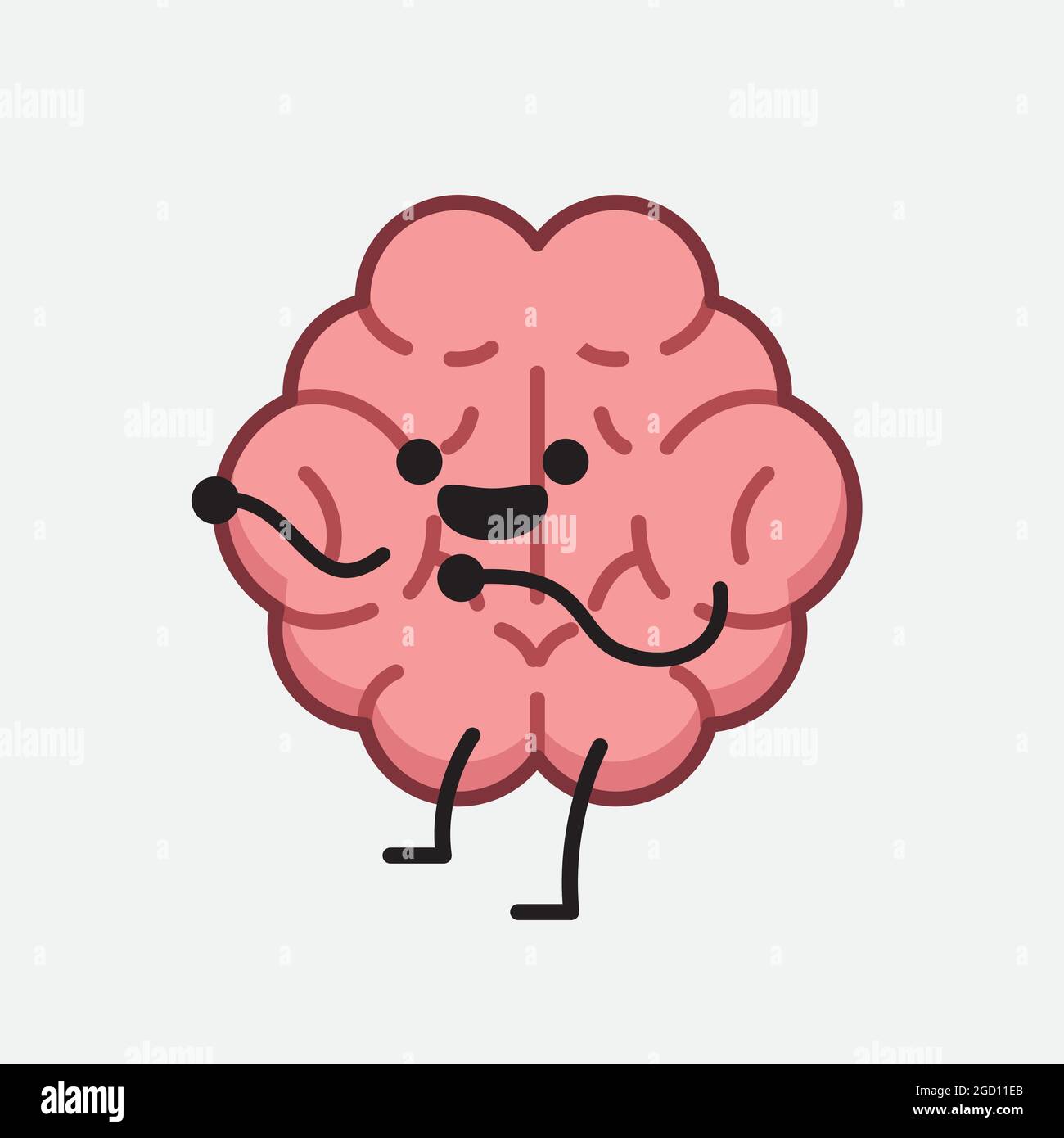 Vector Illustration of Brain Character with cute face and simple body ...