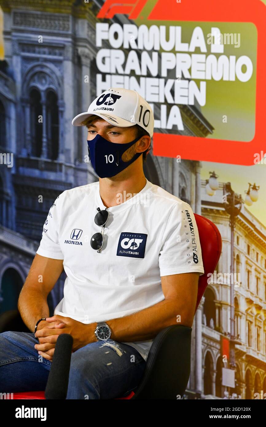 Pierre Gasly (FRA) AlphaTauri in the FIA Press Conference. Italian ...