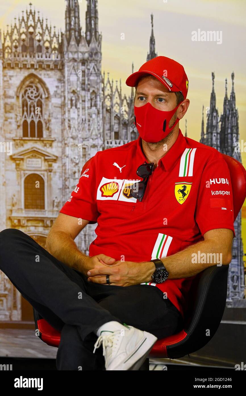Sebastian Vettel (GER) Ferrari in the FIA Press Conference. Italian ...