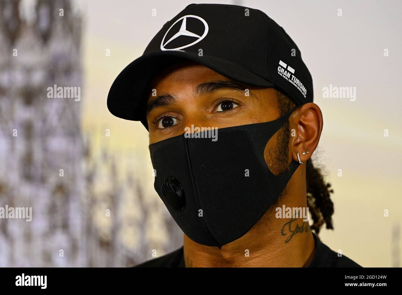 Lewis Hamilton (GBR) Mercedes AMG F1 in the FIA Press Conference ...