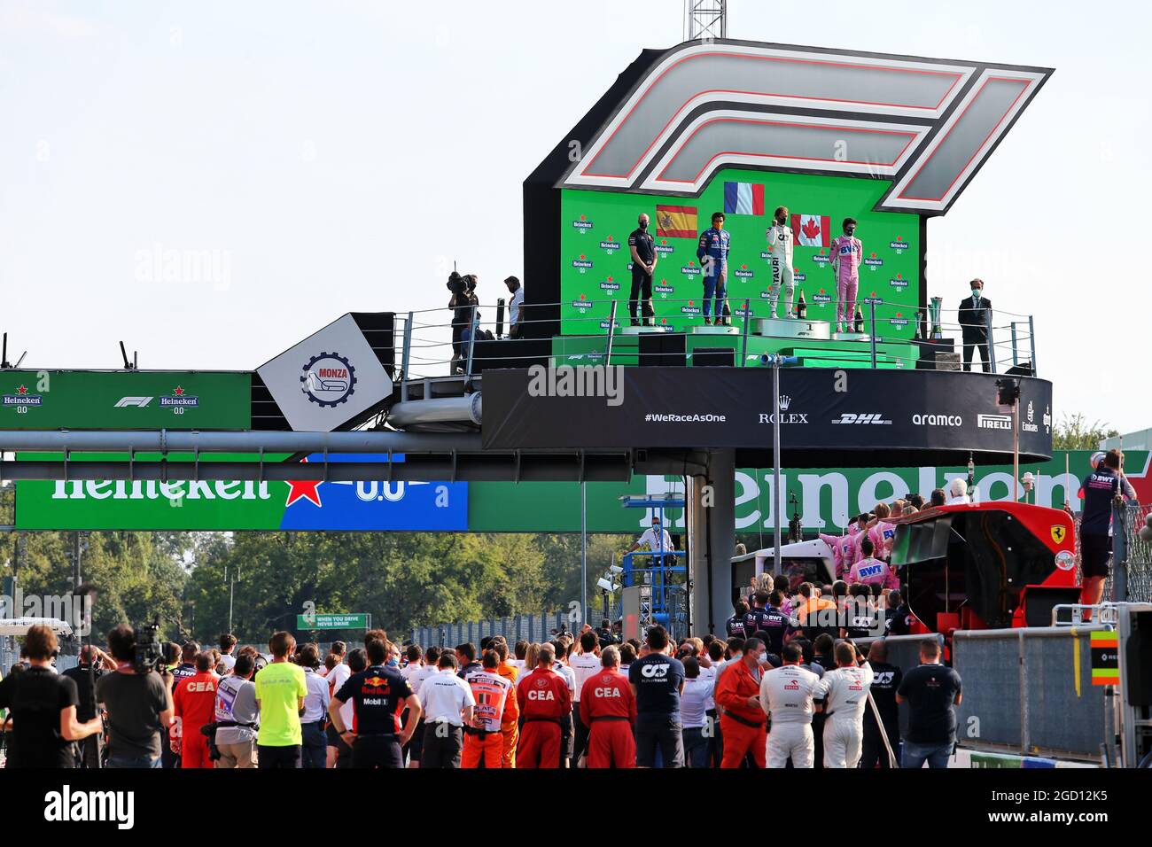The podium (L to R): Graham Watson (GBR) AlphaTauri Team Manager ...