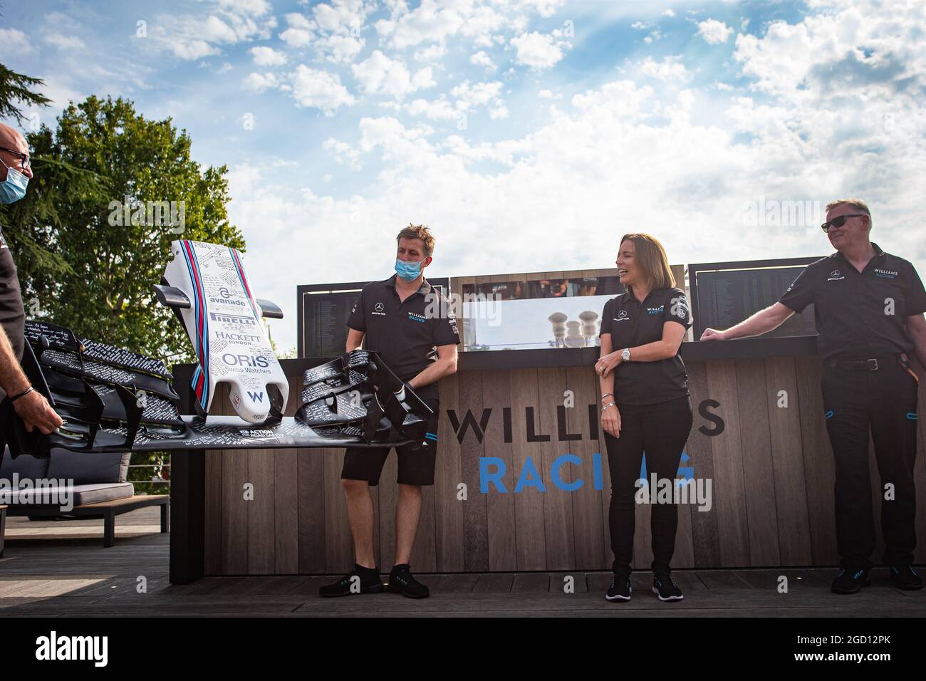 Williams racing deputy team principal presented front wing from team hi ...