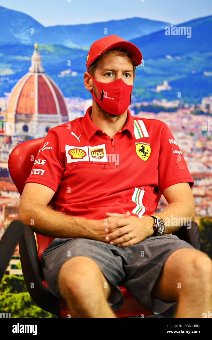 Sebastian Vettel (GER) Ferrari in the FIA Press Conference. Tuscan ...
