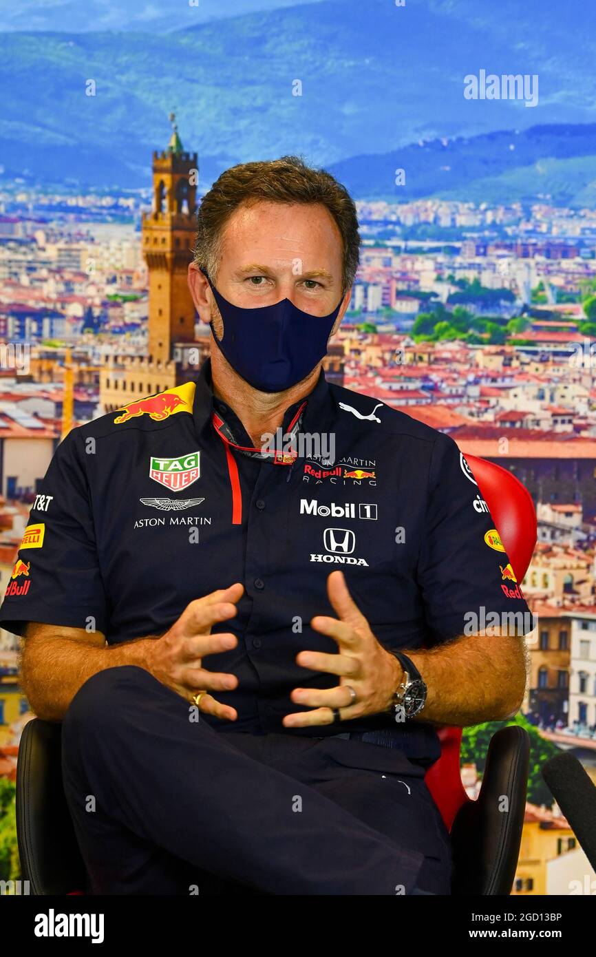 Christian Horner (GBR) Red Bull Racing Team Principal in the FIA Press Conference. Tuscan Grand ...