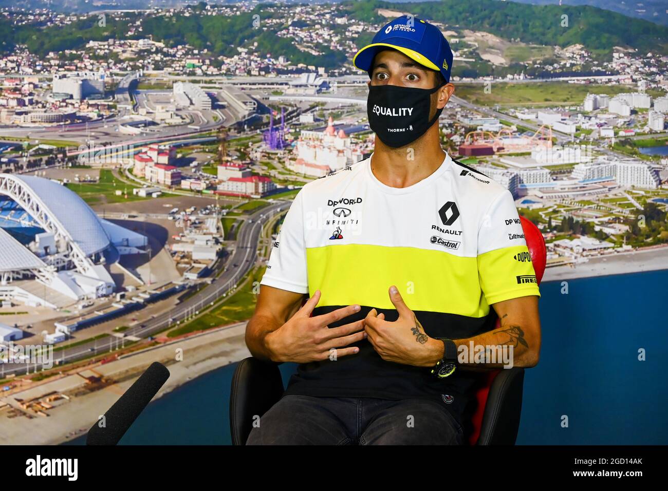Daniel Ricciardo (AUS) Renault F1 Team in the FIA Press Conference ...
