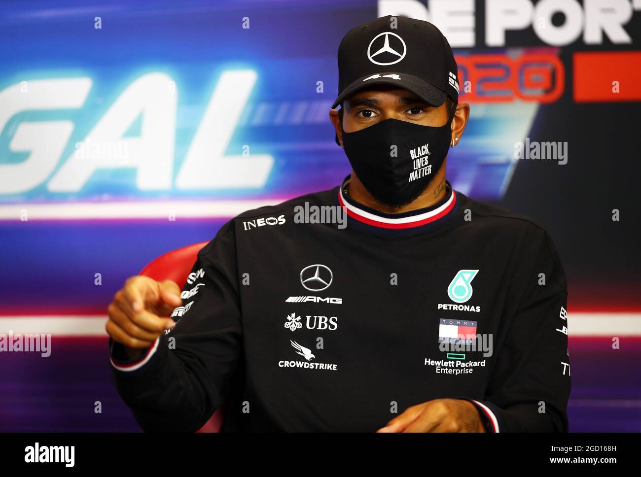 Lewis Hamilton (GBR) Mercedes AMG F1 in the FIA Press Conference ...
