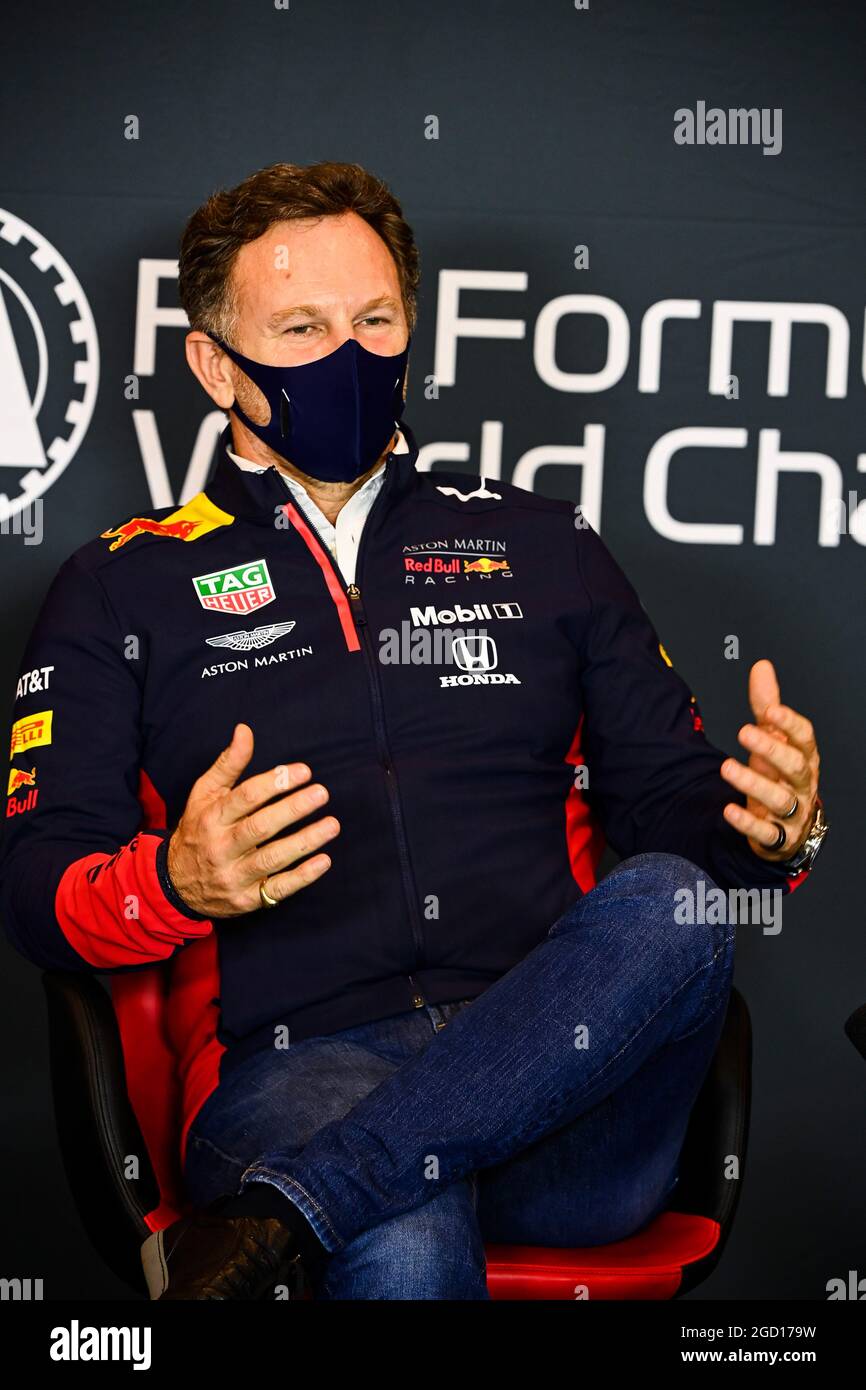 Christian Horner (GBR) Red Bull Racing Team Principal in the FIA Press Conference. Emilia ...