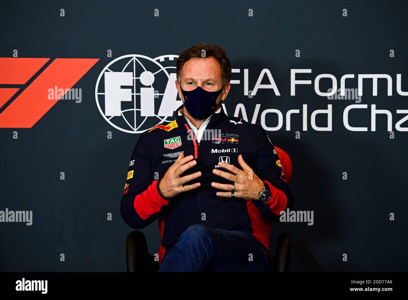 Christian Horner (GBR) Red Bull Racing Team Principal in the FIA Press Conference. Emilia ...