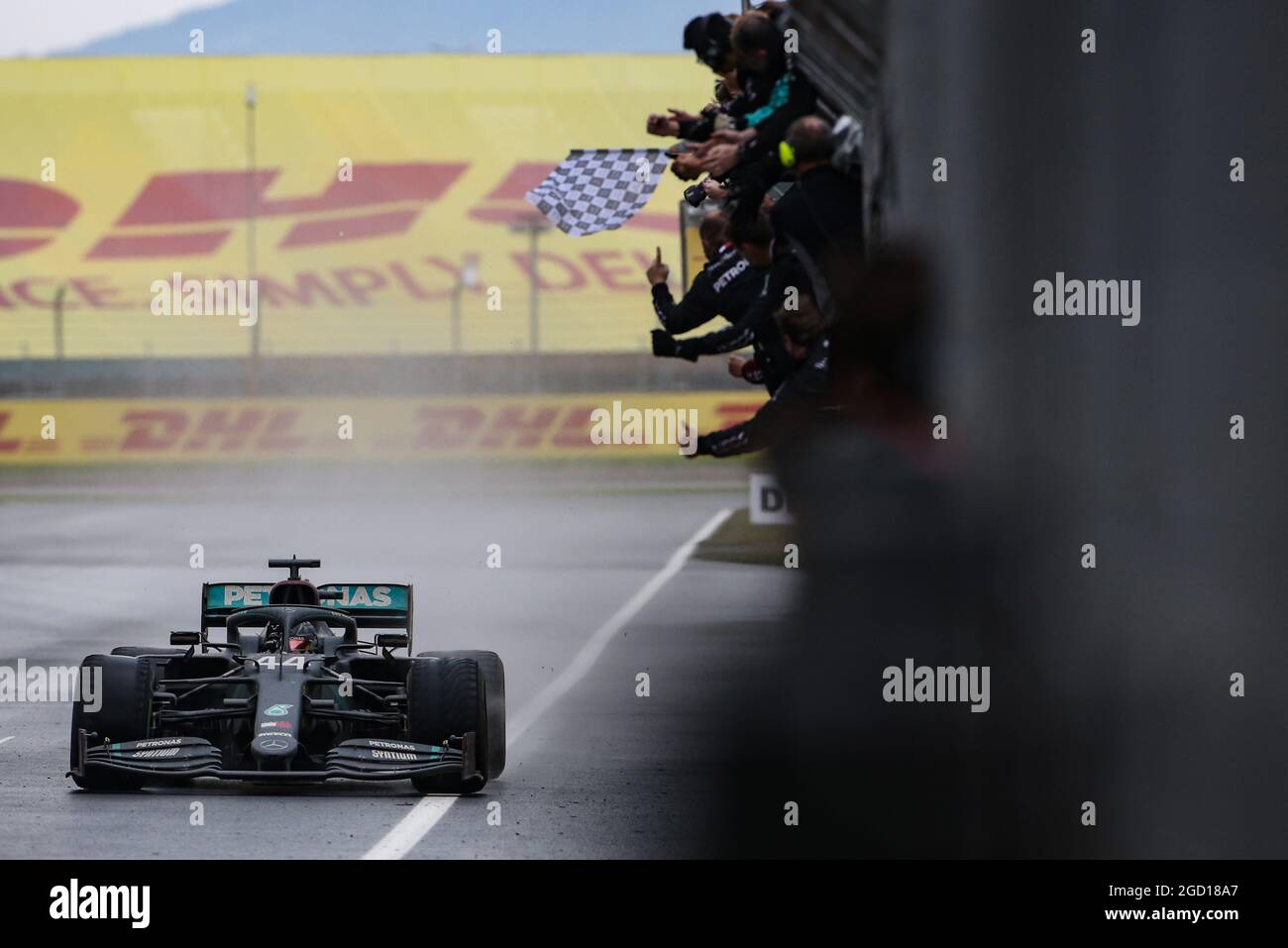 Race winner and World Champion Lewis Hamilton (GBR) Mercedes AMG F1 W11 ...