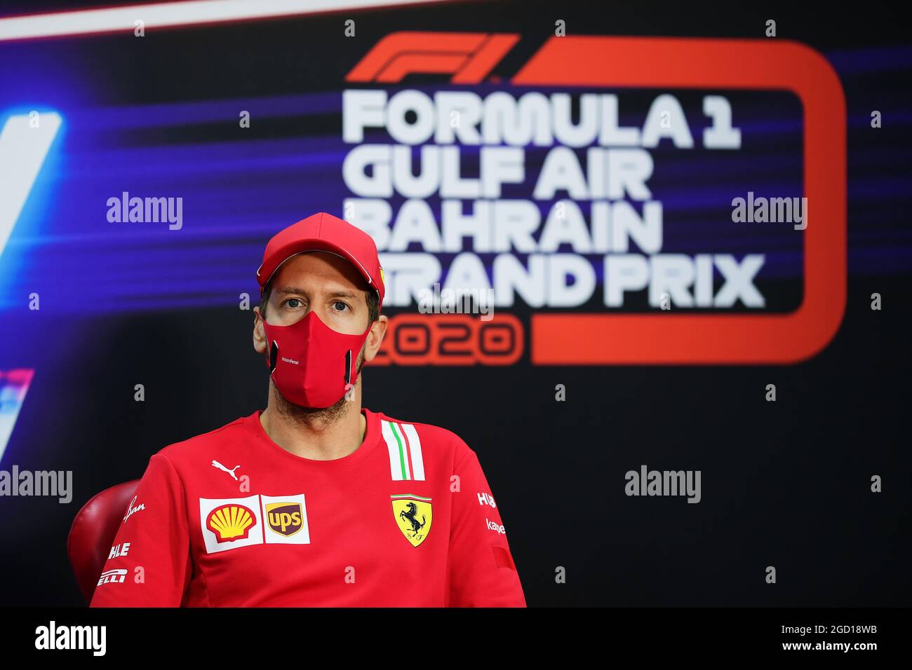 Sebastian Vettel (GER) Ferrari in the FIA Press Conference. Bahrain ...