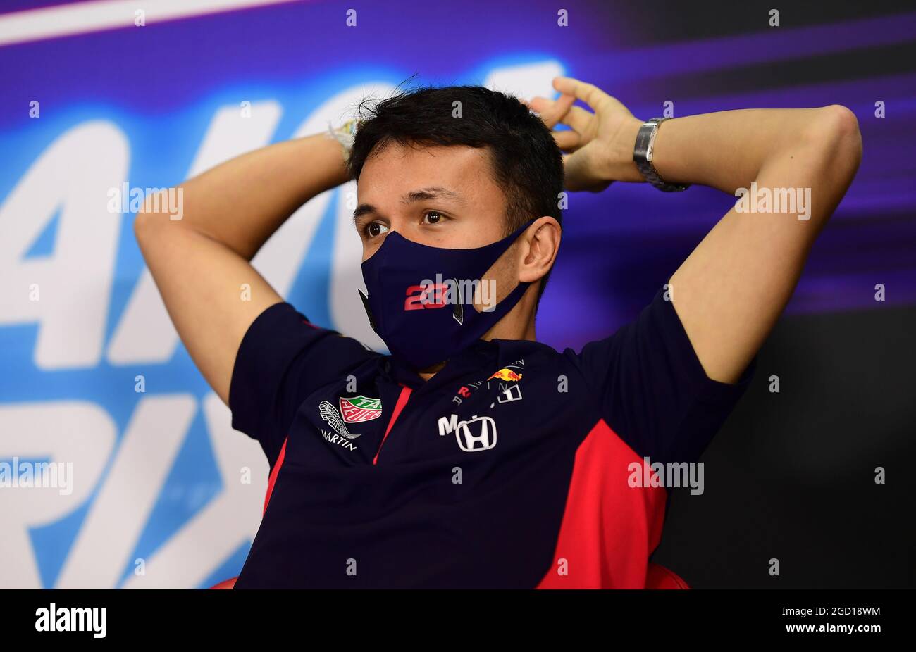 Alexander Albon (THA) Red Bull Racing in the FIA Press Conference ...