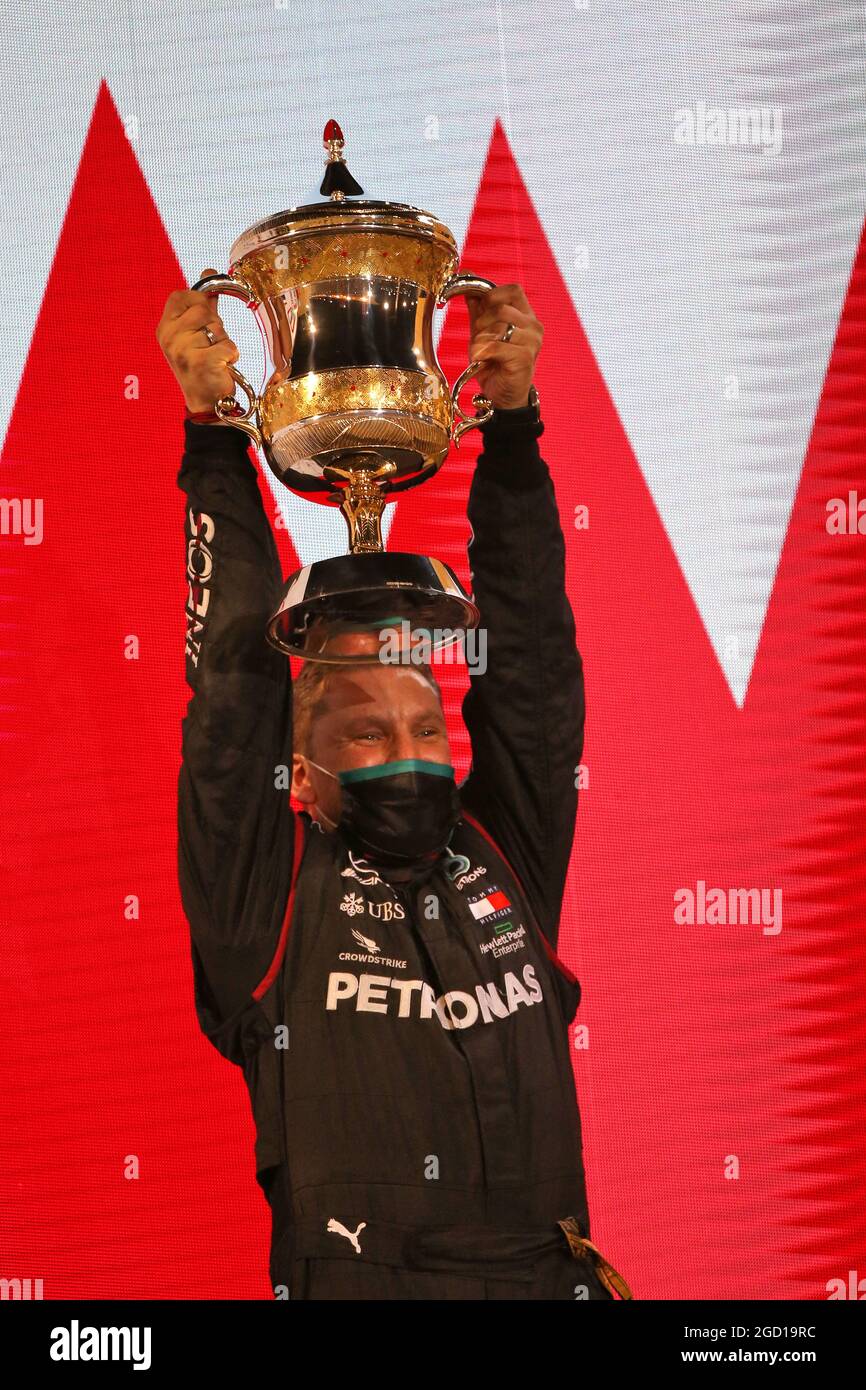 Mercedes AMG F1 celebrates on the podium. Bahrain Grand Prix, Sunday ...